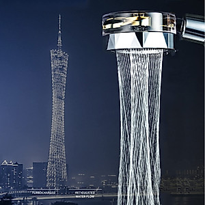 APBEAM High Pressure Water Saving Propeller Shower Head with Filters Vortex Shower Head Pause Switch Hydro Jet Shower Head Easy Install Handheld Turbo Shower Head 360 Degrees Rotating - Red