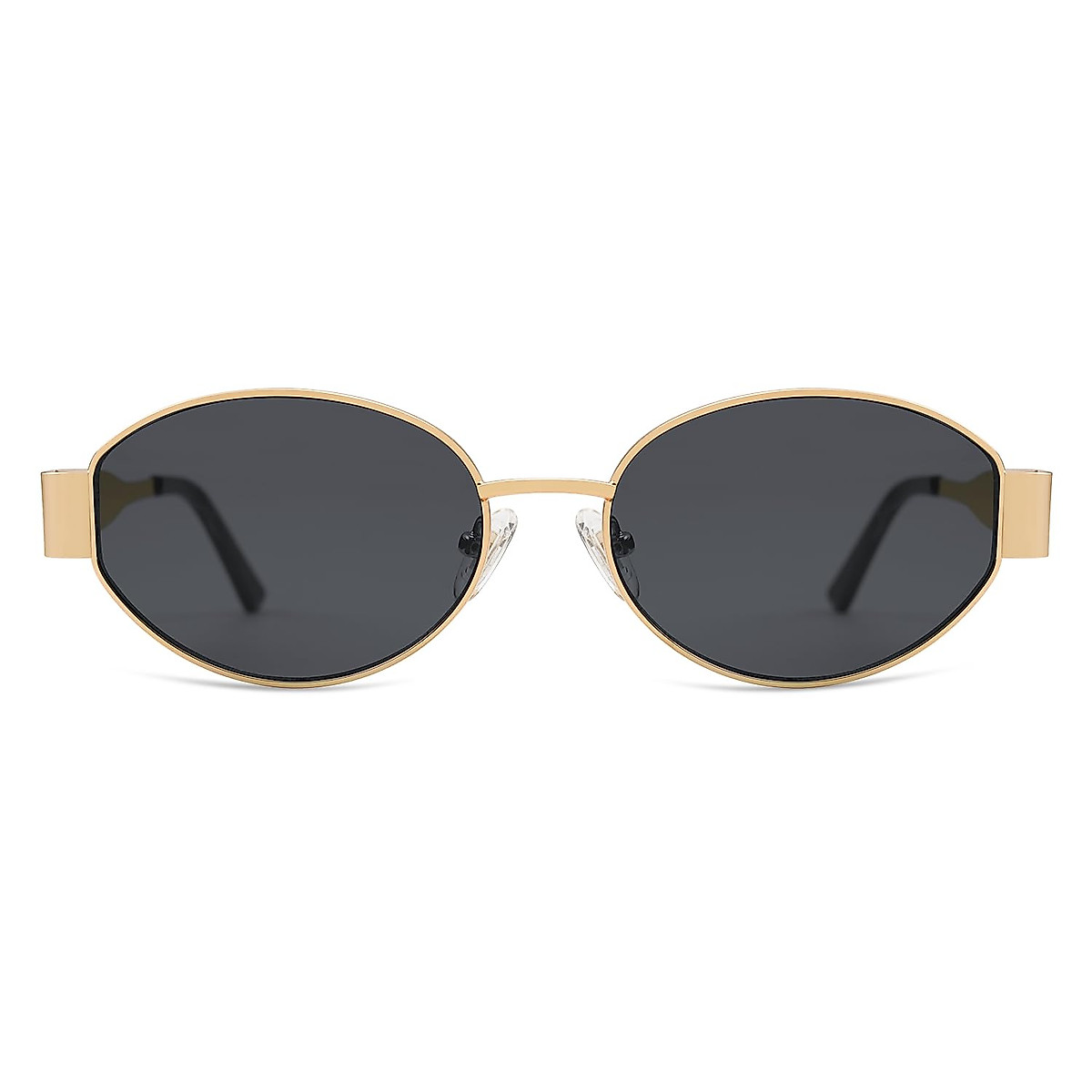 SOJOS Retro Oval Sunglasses for Women Trendy Sun Glasses Classic Shades SJ1217 Gold/Grey Lens