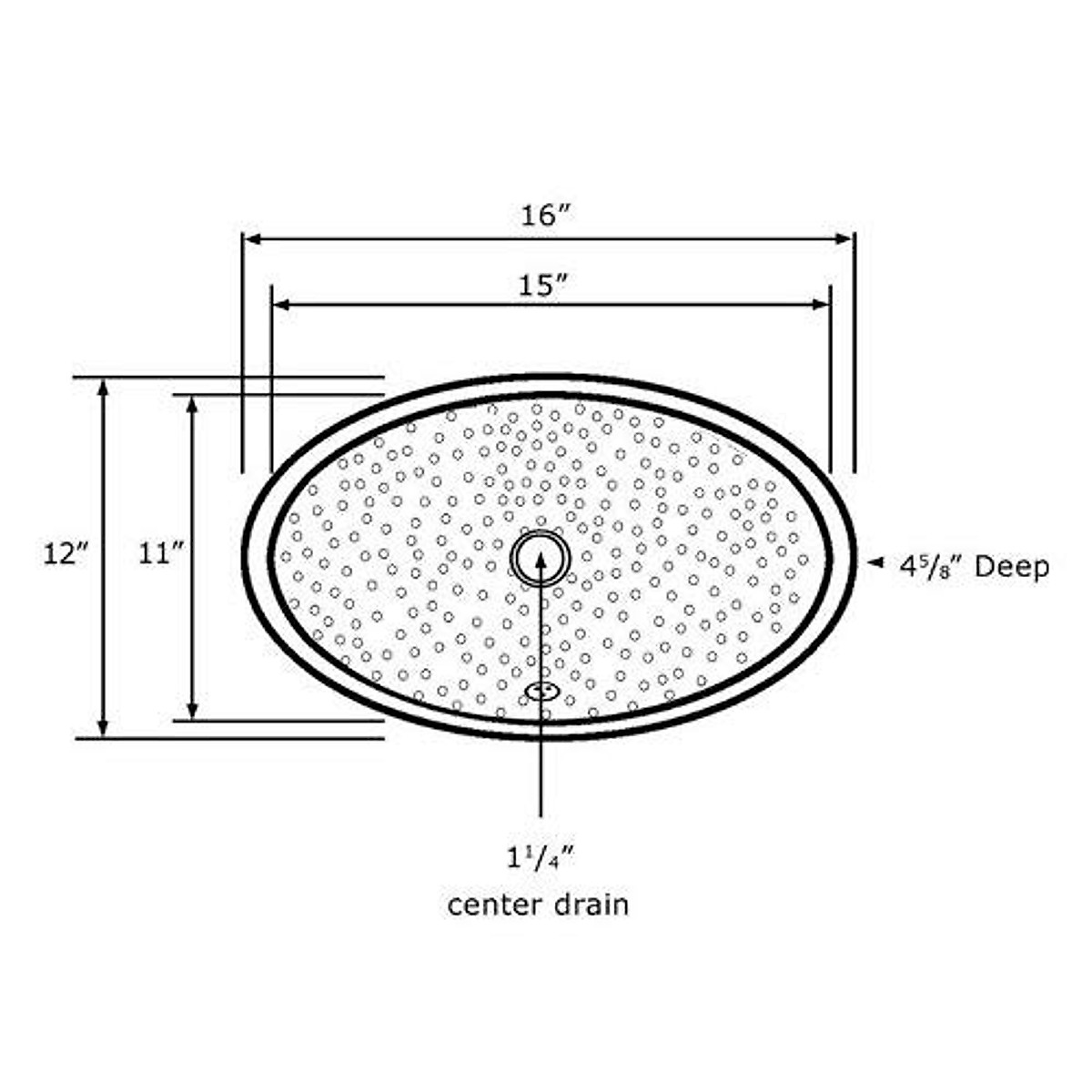 Whitehaus WH608ABM-POSS Oval Ball Pein 16-Inch Hammered Textured Undermount Lavatory Basin with Overflow