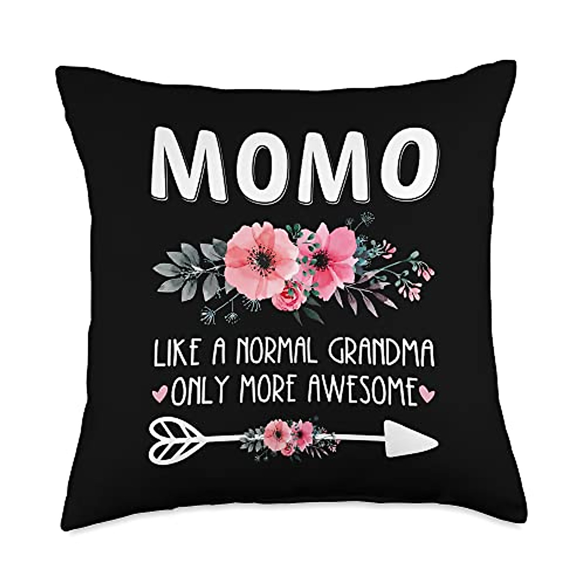 FAMILY 365 Momo Like A Normal Grandma Only More Awesome Art Flower Throw Pillow, 18x18, Multicolor