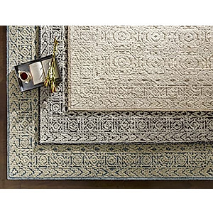 Hauteloom Muleshoe Wool Living Room, Bedroom Area Rug - Modern Farmhouse Transitional Soft Carpet - Beige, Cream, Light Brown - 9' x 12'