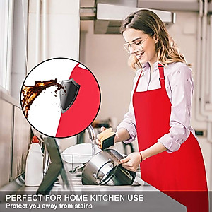 Jubatus 1 Pack Bib Aprons with 2 Pockets Cooking Chef Kitchen Apron for Women Men, Red