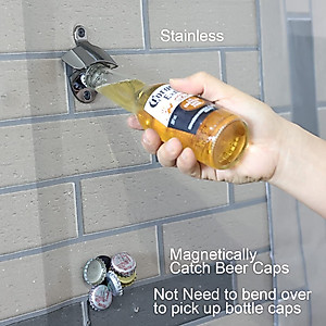 Luwanburg Gun-metal Black Wall Mounted Beer Bottle Opener Magnetic with Magnetic Bottle Cap Catcher