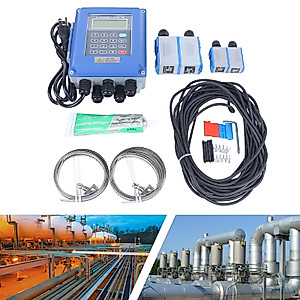 HYDIYGT Handheld Ultrasonic Flowmeter Clamp On Flow Meter Portable Liquid Flow Meter with TS-2，TM-1 Transducers for Copper and PVC Pipes
