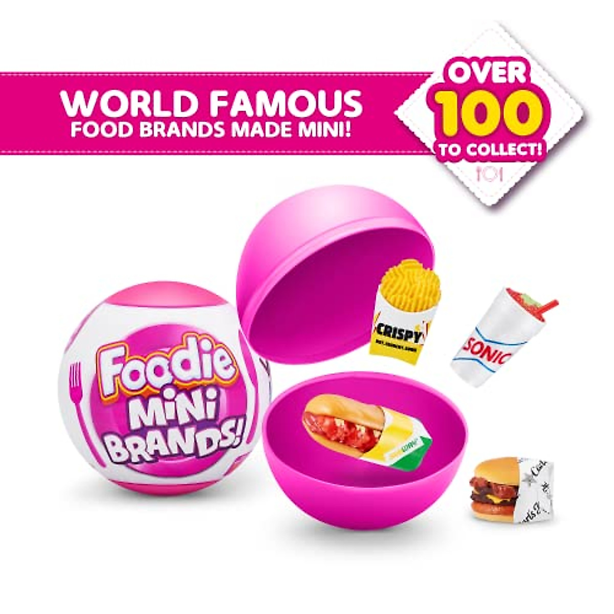 5 Surprise Foodie Mini Brands (2 Pack) by ZURU, Mystery Capsule Real Miniature Collectable Toy, Collectibles, Fast Food Toys and Shopping Accessories