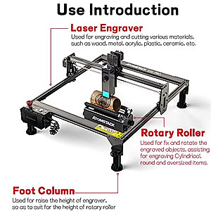ATOMSTACK R3 Pro Laser Rotary Roller, Engraving Auxiliary Module for Laser Engraver, 360° Y-axis Rotating Roller for Carving of Goblet/Cylindrical/Round/Oversized Objects (R3 Pro Rotary Roller)