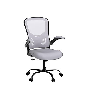Flysky Ergonomic Office Chair, Mesh Home Office Desk Chair with Flip-up Arms and Lumbar Support, Height Adjustable, Swivel, Gray
