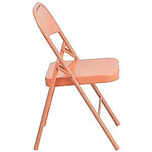 Flash Furniture Metal Folding Chairs, 2 Pack, Sedona Coral