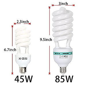 Aqirui 85W Light Bulb 5500K CFL Daylight Spiral Softbox Bulb in E27 Socket for Photography Photo Video Studio Lighting 1 Pack