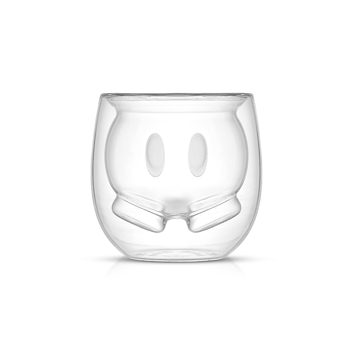 JoyJolt Mickey Pants and Minnie Skirt 3D 7.4oz Double Wall Glass Coffee Cups (2pc). Disney Coffee Mug, Espresso Cups and Tea Cups Collection of Double Wall Glasses and Disney Gifts.