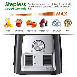 Enfmay Smoothie Blender Maker, 1450W Powerful Blender for Kitchen with 2L BPA-Free Tritan Container, 6 Stainless Steel Blades and Stepless Speeds, Kitchen Blender for Shakes/Smoothies/Ice/Soup/Nut, Silver