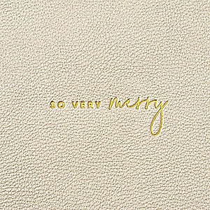 KATIE LOXTON So Very Merry Womens Medium Vegan Leather Christmas Sentiment Perfect Pouch Gold