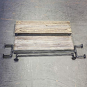 JIANZHUO Industrial Pipe Clothing Rack on Wheels,Retail Display Clothing Racks with Shelves,Vintage Rolling Rack for Hanging Clothes,Wooden Garment Rack with Wheels,Heavy Duty Clothes Rack Cloths