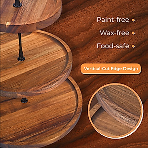 Earthyme 3 Tiered Serving Tray Stand - Rustic Wooden Tiered Cupcake Stand for Fruit and Sweets Display - Easy Assembly Decorative Tiered Tray for Home, Catering, Fruit and Sweets Display