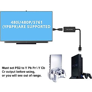 PS2 to HDMI Converter (with Ypbpr HD Signal 100% Enhance Video Quality) Compatible with PS 2/ PS 3 Convert PS2 to HDMI Signal of Modern HDTV/Monitor/Projector