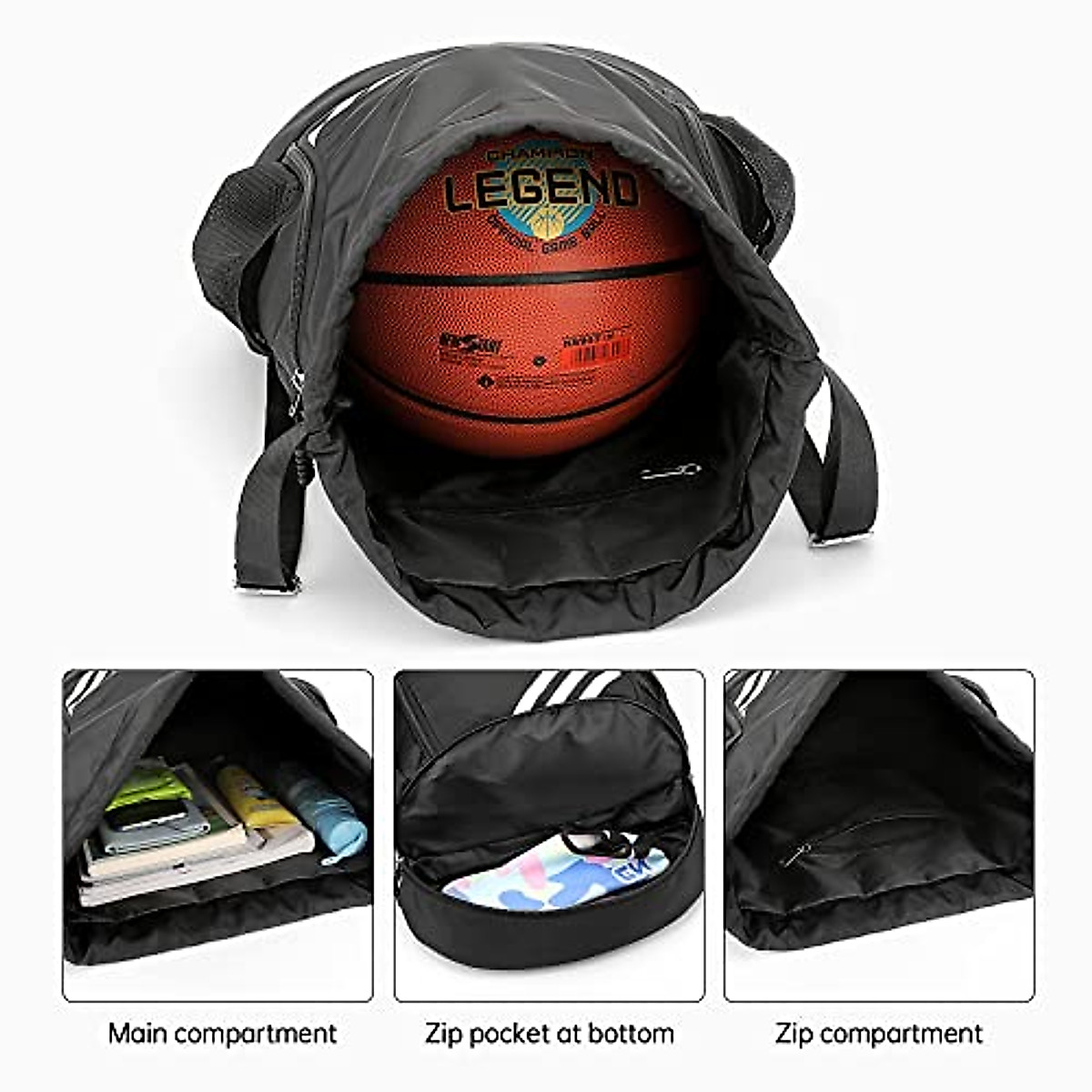 Votachin Sports Backpack Large Capacity Fitness Backpack Drawstring Basketball Bag Waterproof Fashionable Backpack Sport Bag Unisex(Orange)