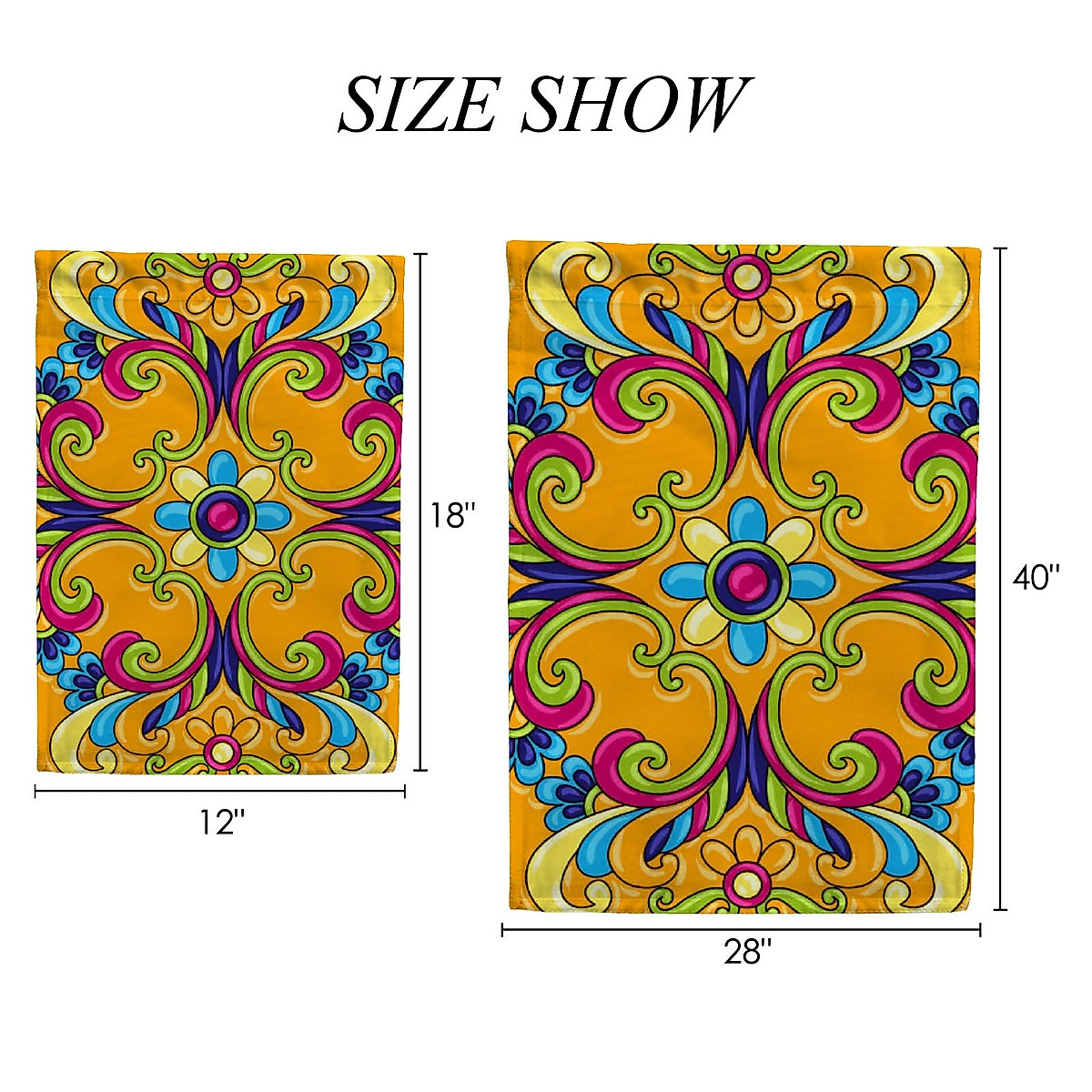Mexican Talavera Ceramic Tile Holiday Garden Flag Vertical Double Sized Durable Polyester Fabric Non-Fade Outdoor Decoration Flag Banner for Christmas Halloween 12x18in