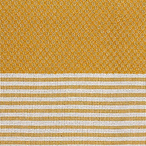 COCOTTON Boho Striped Turkish Hand Towels Set of 2 | 100% Cotton, 16 x 40 Inches | Decorative Bathroom Hair Face Gym Yoga Dishcloth Tea Kitchen Light Weight Quick Dry Farmhouse Towel (Mustard)