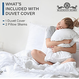 Egyptian Cotton Duvet Cover King Size 1000 Thread Count 1 Duvet Cover & 2 Pillow Shams Long Staple Quilt Silky Soft, Breathable with Zipper -3 Piece All Season Duvet Cover Set for Comforter (White)