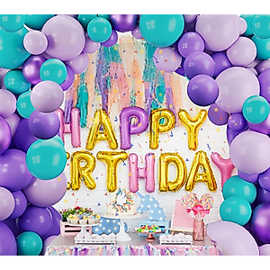Purple Teal Blue Balloons Arch Garland Kit-148Pcs Pastel Purple Balloon Teal Balloon for Birthday Anniversary New Years Baby Shower Engagement Wedding Retirement Party Decoration