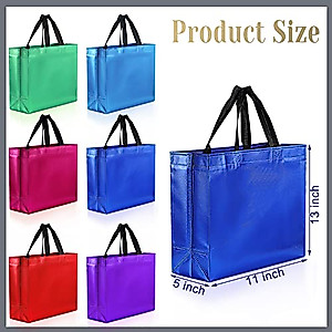 24 Pack Gift Bags Mix Color Set Nonwoven Reusable Shiny Gift Bags with Glossy Finish with Handle Grocery Bags,birthday Bag Favor Bags Goodie Bags for for Party Wedding (13 x 5 x 11 Inches)