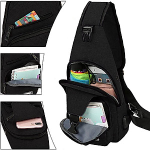 PHABULS Men's Faux Leather mens sling bag for men with USB Charging Port for Travel, Hiking,Cycling (Brown-pu)