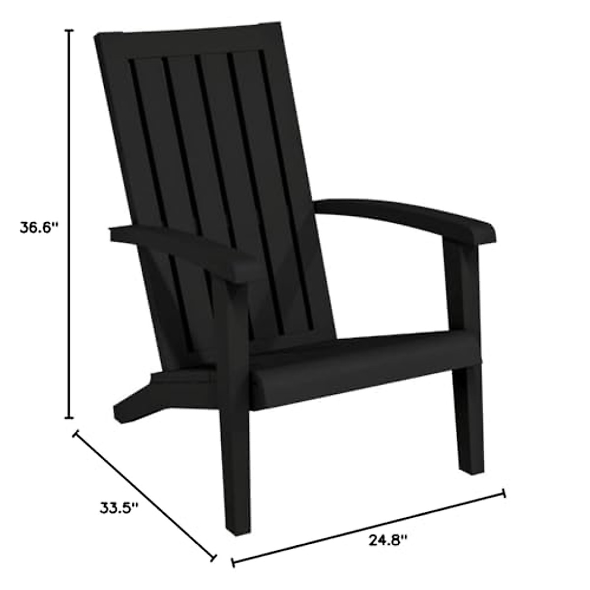 Tidyard Patio Adirondack Chairs 2 pcs Black Polypropylene Outdoor Fire Pit Chair Wooden Garden Armchair for Porch Pool Lawn Deck Backyard Balcony Outdoor