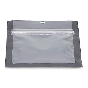 PouchWorth 100 Pack 3.5"x4.5" Mylar Clear/Black Nylon Resealable Flat Bags Heat Seal Zipper Lock Reusable Storage Pouches for Zip Food Storage Lock Packaging with Tear Notches