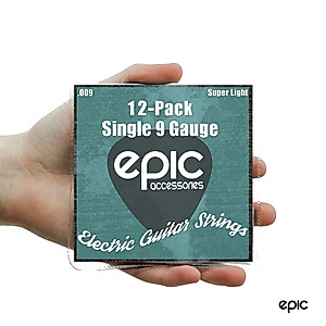 12-Pack .009 Gauge High E String Single Electric Guitar Strings Individually Wrapped 9 Gauge Pack of 12