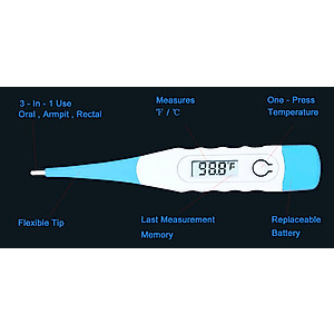 BESTWYA Oral Thermometer, Digital Thermometer for Oral, Rectal or Under Arm Use (A, Pack of 4)