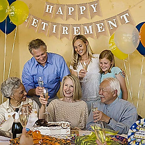 LINGTEER Happy Retirement Burlap Bunting Banner Perfect for Retirement Office Farewell Party Gift Decorations.