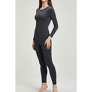 DEVOPS Women's Thermal Underwear Long Johns Top & Bottom Set (Medium, Charcoal)