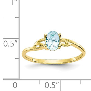 IceCarats 10K Yellow Gold Blue Aquamarine Ring Gemstone Band March Birthstone Jewelry Size 7.00