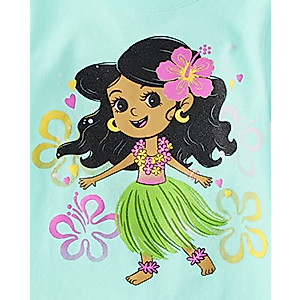 The Children's Place Baby Girls Short Sleeve Graphic T-Shirt Infant-and-Toddler-Shirts, Sea Crystal, 5T US