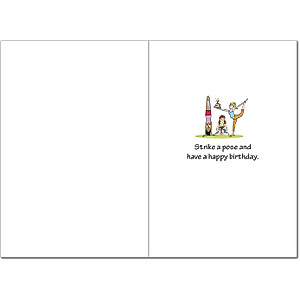 NobleWorks 4397 Birthday Yoga Funny Birthday Card with Envelope