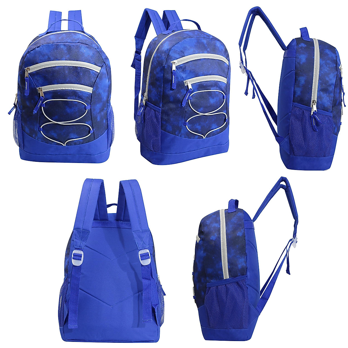 Moda West 17 Inch Bulk Backpacks with 18 Piece Wholesale School Supply Kits in 8 Assorted Styles - Case of 8 Pack Bundle