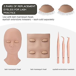 Pretty memory 3 Pairs Eyelids for Lash Practice Replacement Eyelids for Lash Mannequin Head Silicone Rubber Practice Eyelids for Eyelash Extensions Makeup Practice
