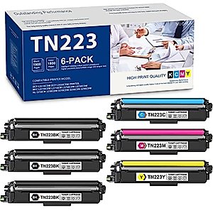 (6-Pack, 3BK+1C+1M+1Y) TN223BK TN223C TN223M TN223Y Compatible Replacement for Brother MFC-L3710CW L3730CDW DCP-L3510CDW L3550CDW HL-3230CDW 3230CDN Printer Toner, by Sold Beryink