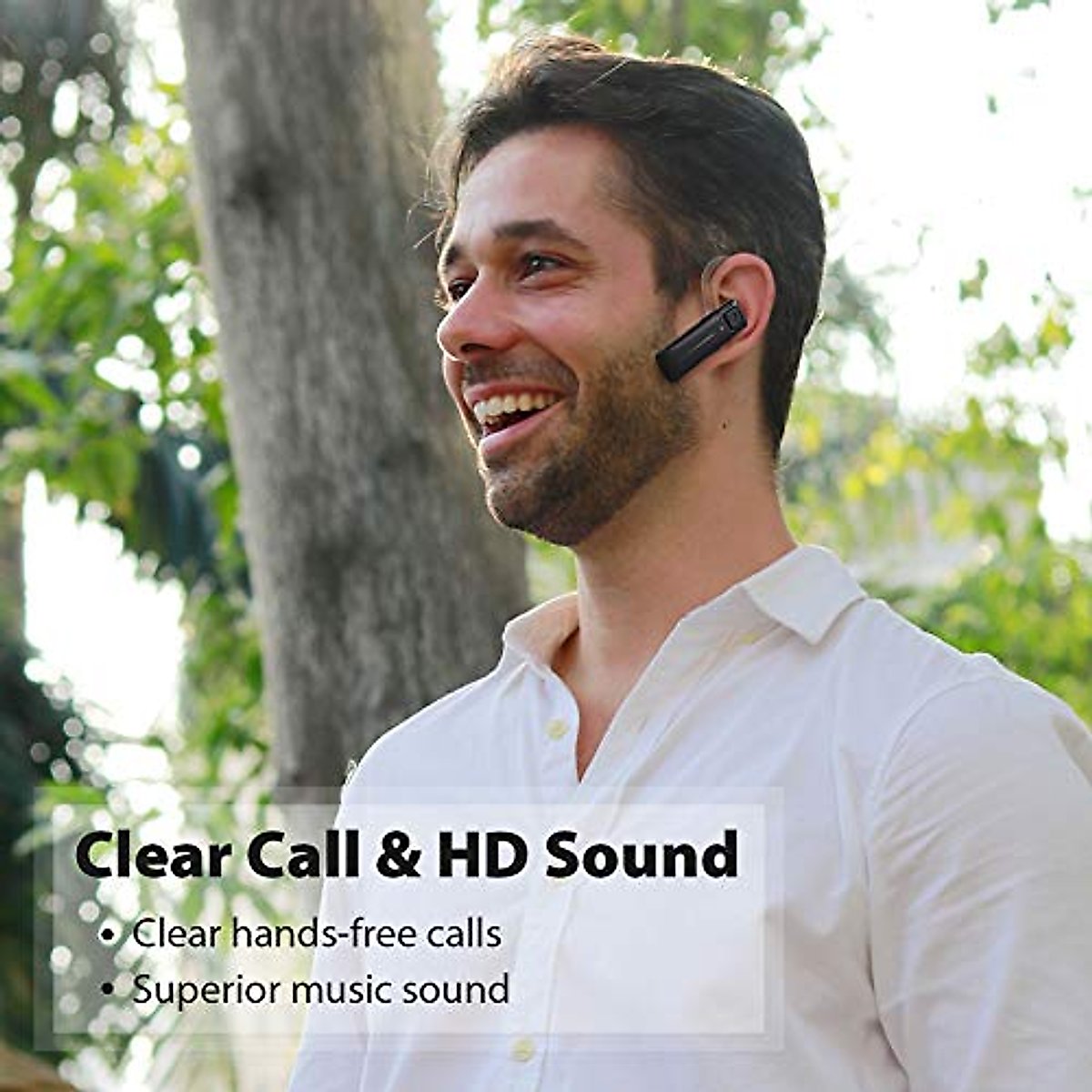 Marnana Bluetooth Headset with Voice Command Control, Bluetooth Earpiece w/Noise Cancelling Mic & 13 Hrs Playtime, V5.0 Wireless Headset Hands-Free Call for iPhone Samsung Android Cell Phone - Black