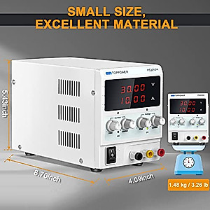 DC Power Supply Variable, 30V 10A Adjustable Switching Regulated DC Bench Lab Power Supply with 4-Digits LED Power Display,Coarse and Fine Adjustments