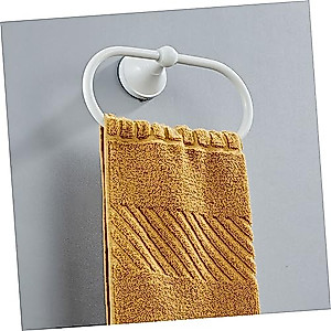 DOITOOL 3pcs Stainless Bathroom Toilet Black Face Round Towel Showers Towels Rod Angle Storage Hotel Mounted Rack E Hanger Kitchen Simplicity Wall-Mounted Holder Self Hand Oval