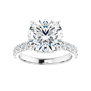 925 Sterling Silver Handmade 4 CT Round Cut VVS1 Colorless Moissanite Engagement Ring for Women Bridal Set Moissanite Wedding Rings for Gifts Anniversary Promise Her (8)