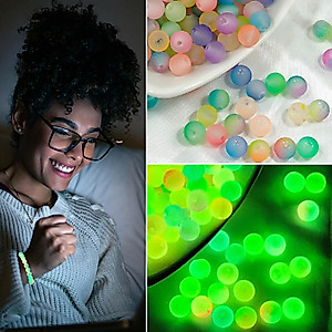630PCS Glass Beads for Jewelry Making, 24 Color 8mm Glow in the Dark Glass Beads for Bracelets Making Gemstone Loose Spacer Beads for DIY Craft Friendship Bracelets Necklace Earring (8MM-Glowing)