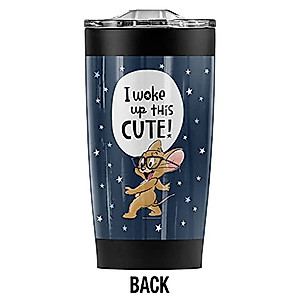 Logovision Tom and Jerry I Woke Up This Cute! Stainless Steel Tumbler 20 oz Coffee Travel Mug/Cup, Vacuum Insulated & Double Wall with Leakproof Sliding Lid | Great for Hot Drinks and Cold Beverages