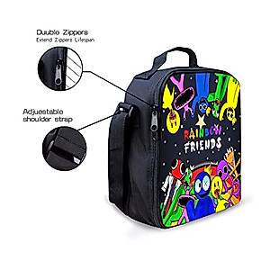 Ksyzaif Cartoon Backpack 3 Piece Set Anime Rainbow Laptop Bags for Unisex Fashion Daypack with Lunch Box Pencil Case Casual Travel 17In