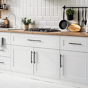 Home Expert 5 Pack 10 Inch Black Cabinet Handles Matte Black Cabinet Pulls Black Dresser Drawer Pulls Stainless Steel Kitchen Cabinet Handles Matte Black 10-1/2 Inch Overall Length