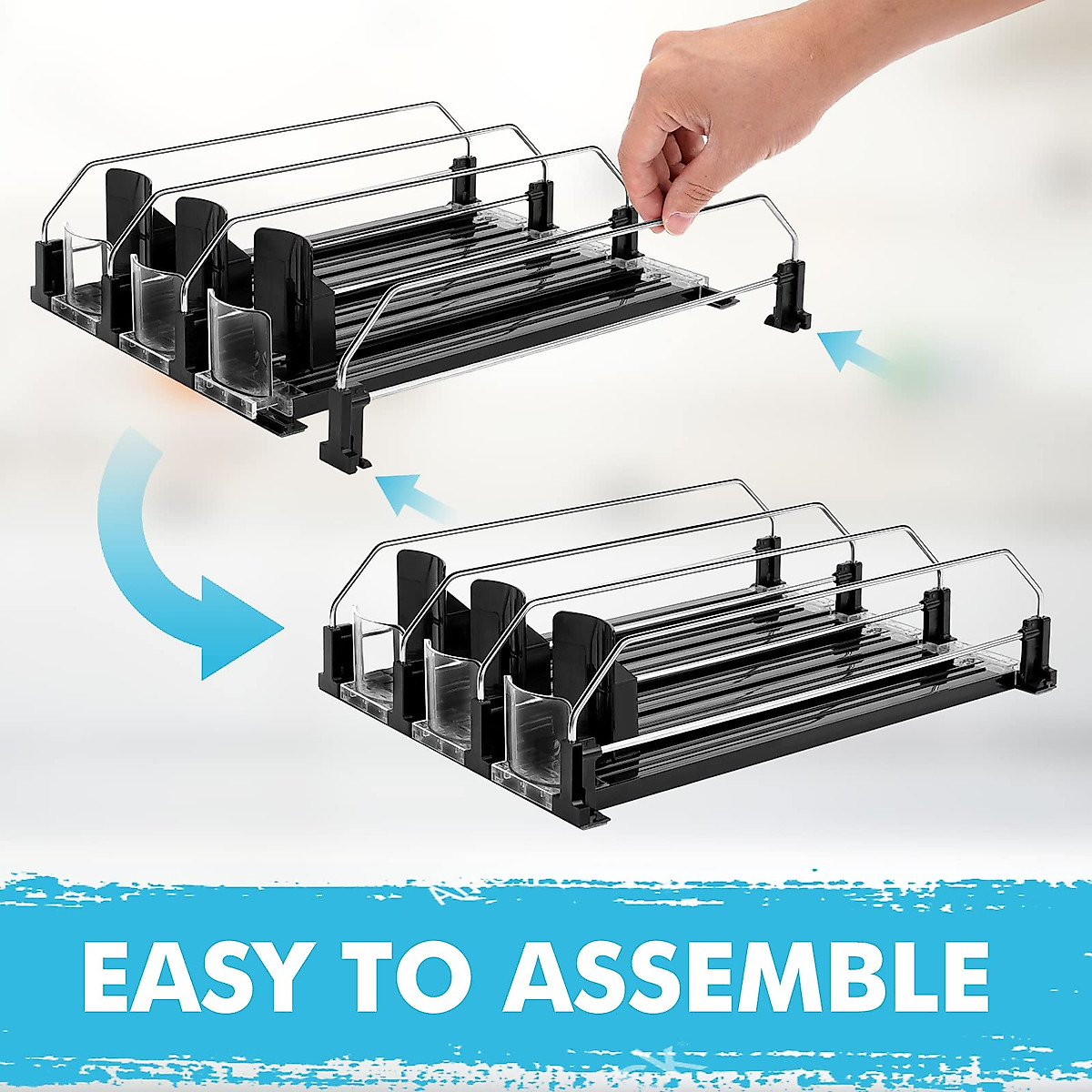 BingoHive Automatic Soda Can Organizer for Refrigerator Can Dispenser for Beer Soda Seltzer Drink Pop Can Soda Organizer for Refrigerator 12 Standard Size 11.15oz 12oz 16oz 16.9oz Cans Holder Storage