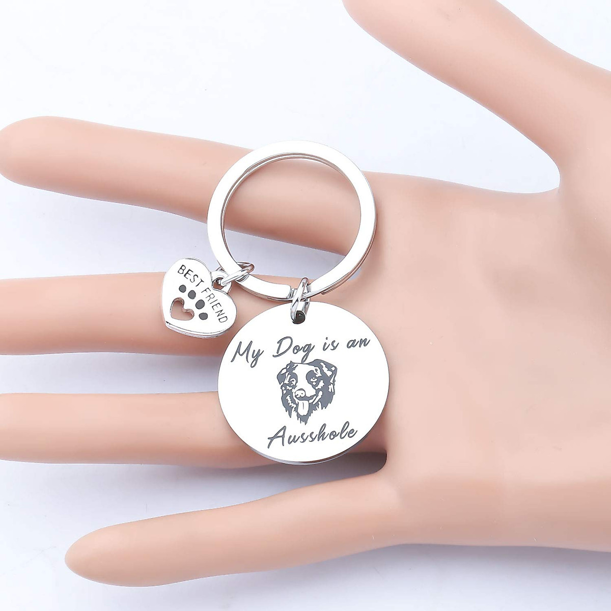 TIIMG Australian Shepherd Keychain Funny Dog Lover Gift My Dog Is An Ausshole Dog Aussie Gifts (My dog is an ausshole)