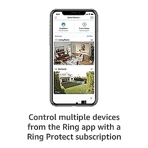 Ring Stick Up Cam Plug-In HD security camera with two-way talk, Works with Alexa - White