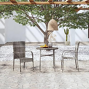 qiangxing 3 Piece Patio Dining Set Outdoor Patio Dining Set Outdoor Patio Furniture Patio Set Patio Table and Chairs Set Poly Rattan Gray 3098029